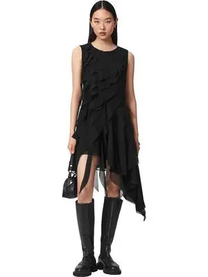 ALLSAINTS Angie Panel Midi Dress - Black