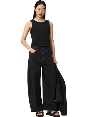 ALLSAINTS Carter Barrel Leg Denim Jeans - Brown