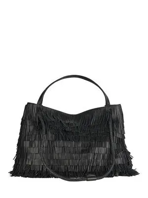 VISONA` Visona Nappa Fringed Tote Bag - Black