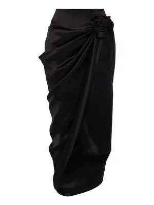 Magda Butrym Asymmetric Silk Midi Skirt - Black
