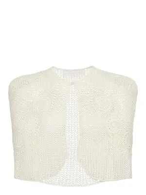 Magda Butrym Crocheted Cotton Cape Top - Ivory