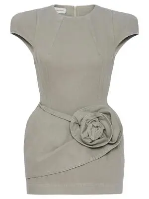 Magda Butrym Rose Embellished Denim Mini Dress - Neutral