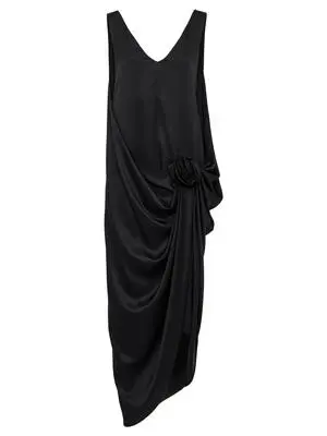 Magda Butrym Gathered Silk Midi Dress - Black