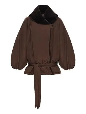 Magda Butrym Faux-fur Trimmed Silk Jacket - Brown