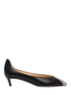Magda Butrym Leather Kitten Heels With Snake Detail - Black
