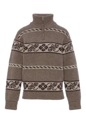 Magda Butrym Patterned Wool Turtleneck Sweater - Neutral