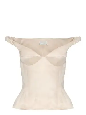 Magda Butrym Off-the-shoulder Wool-blend Top - Ivory
