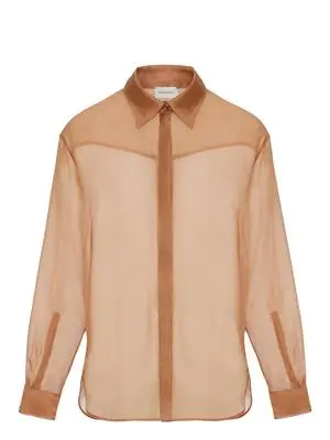 Magda Butrym Collared Silk Shirt - Nude