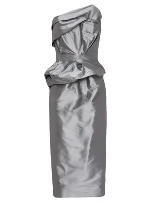 Magda Butrym Asymmetrical Silk Midi Dress - Light Grey
