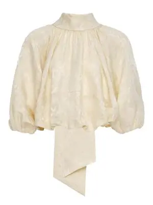 Magda Butrym High-neck Linen-silk Blouse - Ivory