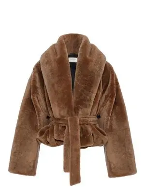 Magda Butrym Oversized Shearling Jacket - Brown