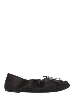 Magda Butrym Embroidered Satin Soft Ballet Flats - Black