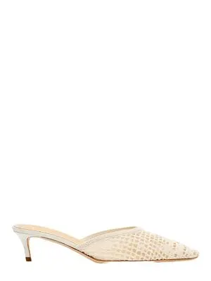 Magda Butrym Cream Crochet Kitten Heel Mules - Ivory