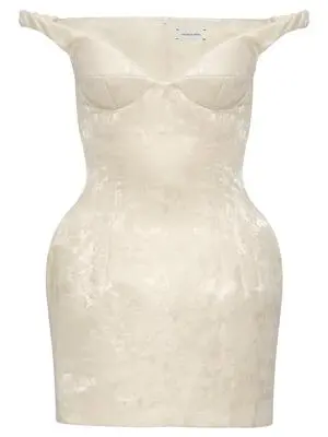 Magda Butrym Off-the-shoulder Linen-silk Mini Dress - Ivory