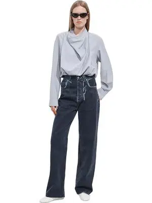 Bottega Veneta Bottega  Veneta Overdyed Wide Leg Jeans Midnight