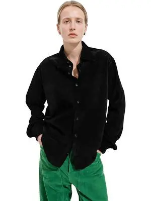 Bottega Veneta Suede Leather Shirt - Double Black