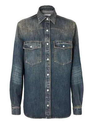 Fendi Western Shirt In Bananatex® Denim - Blue