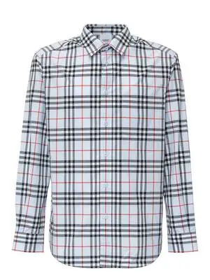 Burberry Checked Cotton Shirt - Blue