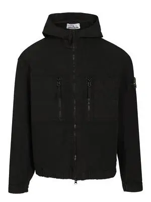 Stone Island Organic Cotton Ripstop Hooded Overshirt - Black