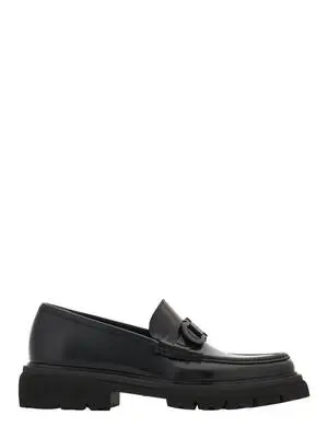 FERRAGAMO Gancini Ornament Loafers - Black