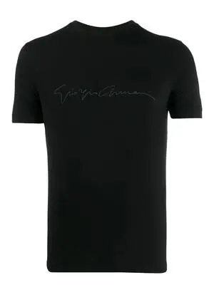 Giorgio Armani Asv Stretch-viscose T-shirt With Signature Logo - Black