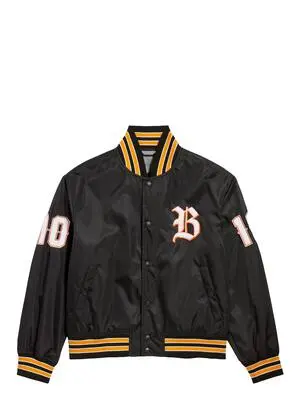 Balenciaga Varsity Bomber Jacket In Twill - Black