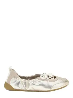 Chloé Kick Ballerina Sneakers In Metallic Nappa Sheepskin And Suede - Silver