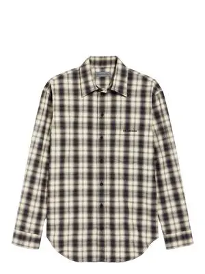 Balenciaga Regular Fit Shirt In Check Cotton Flannel - White