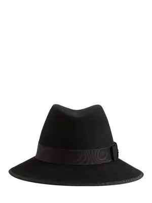 Valentino Garavani Vlogo Signature Felt Hat With Moiré Ribbon - Black