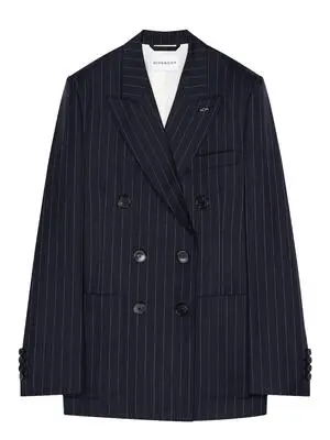 Givenchy Double Breasted Pinstripe Jacket - Blue