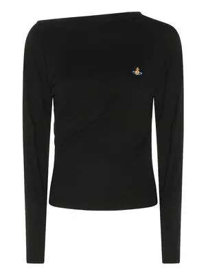 VIVIENNE WESTWOOD Long Sleeve Hebo Top With Embroidered Orb - Black