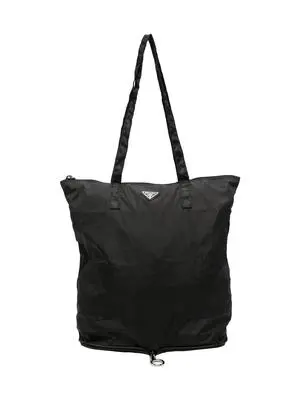 Prada Nylon Tote Bag With Saffiano Leather Case - Black