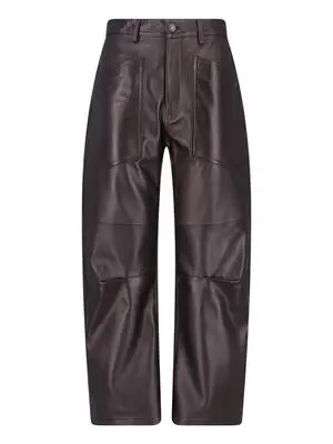 NILI LOTAN 100% Lamb Leather Trousers - Brown