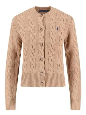 Polo Ralph Lauren Cable Knit Wool-cashmere Cardigan - Beige