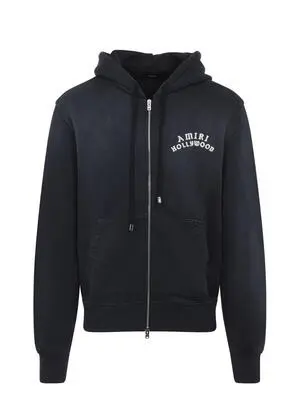 Amiri Hollywood Embellished Zip-up Hoodie - Black