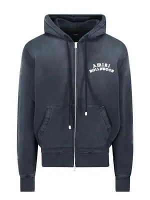 Amiri Hollywood Embellished Zip-up Hoodie - Black