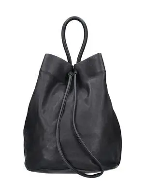 UMA WANG Leather Drawstring Mini Bag - Black