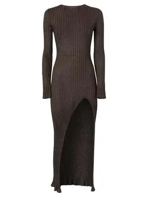 Missoni Ribbed Long Dress With Slit - Brown