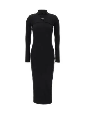 Off-White Off Stamp Rib Dress - Black
