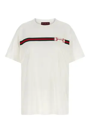 Gucci Nastro Web Print Cotton T-shirt - White
