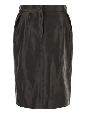 MAGDA BUTRYM Magda Butrym '28' Midi Skirt In Black Sheep Leather
