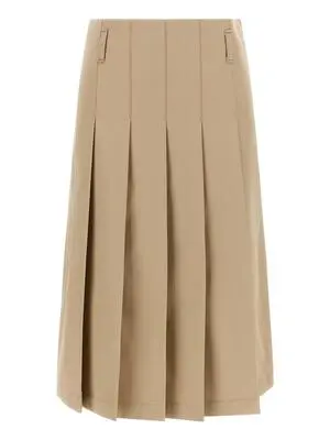 A.p.c. Pleated Midi Skirt In Organic Cotton - Cream
