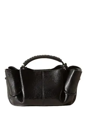 Hereu Lambskin Satchel With Braided Handle - Black