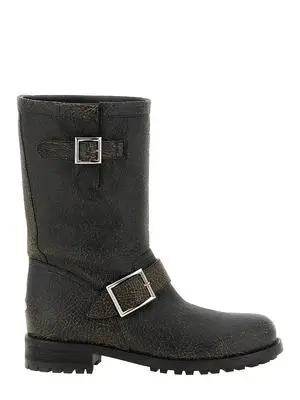 JIMMY CHOO Biker Mid Ankle Boots - Black