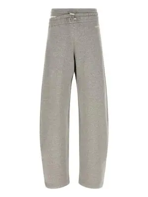 Attico THE ATTICO Asymmetrical Double Waist Cotton Trousers Gray