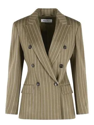 Max Mara Balta Pinstripe Blazer In Viscose And Virgin Wool - Green