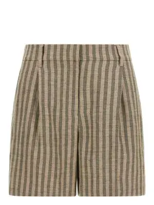Brunello Cucinelli Striped Linen Blend Bermuda Shorts - Green
