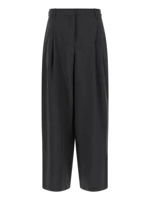 Max Mara S Max Mara 'SmmTaro' High-Waisted Wool Canvas Palace Silhouette Trousers Gray