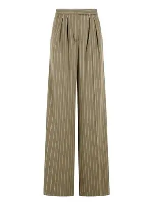 Max Mara MAX MARA "Rio" Virgin Wool Blend Wide Leg Pants Green