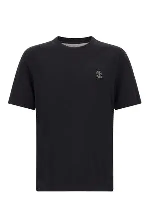 Brunello Cucinelli Logo Embroidery T-shirt - Black